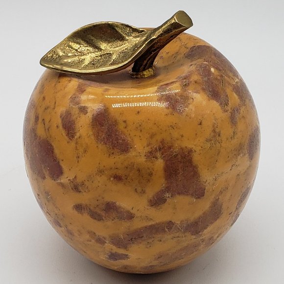Source Unknown | Accents | Vintage Brown Mustard Alabaster Stone Apple ...
